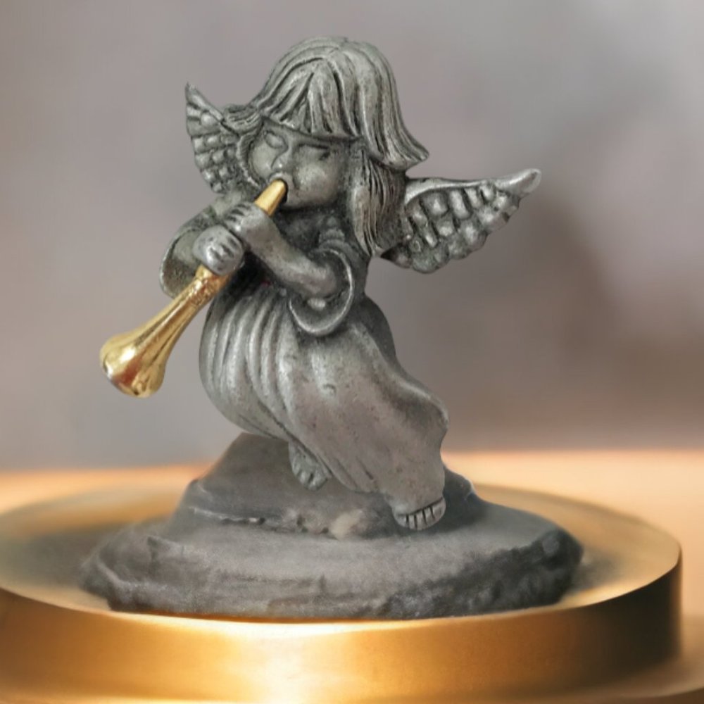 Vintage Daria Pewter Angel Pin Signed - Gem